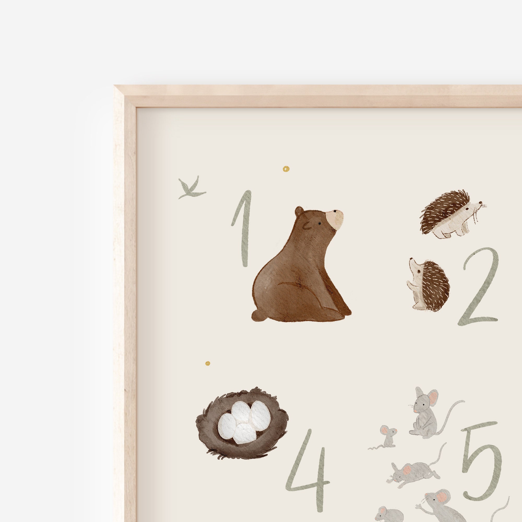 Poster alphabet Numbers Forest Children's Room in A4 and A3, for Boys ...