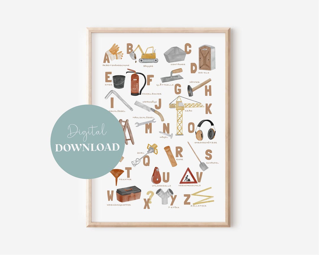 Construction Site ABC Poster for Children's Room Digital Download | Boy ...