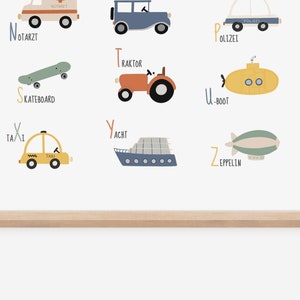 Vehicles ABC Poster for Children's Room in 70x50, A2, A3 and A4 | Boy ...