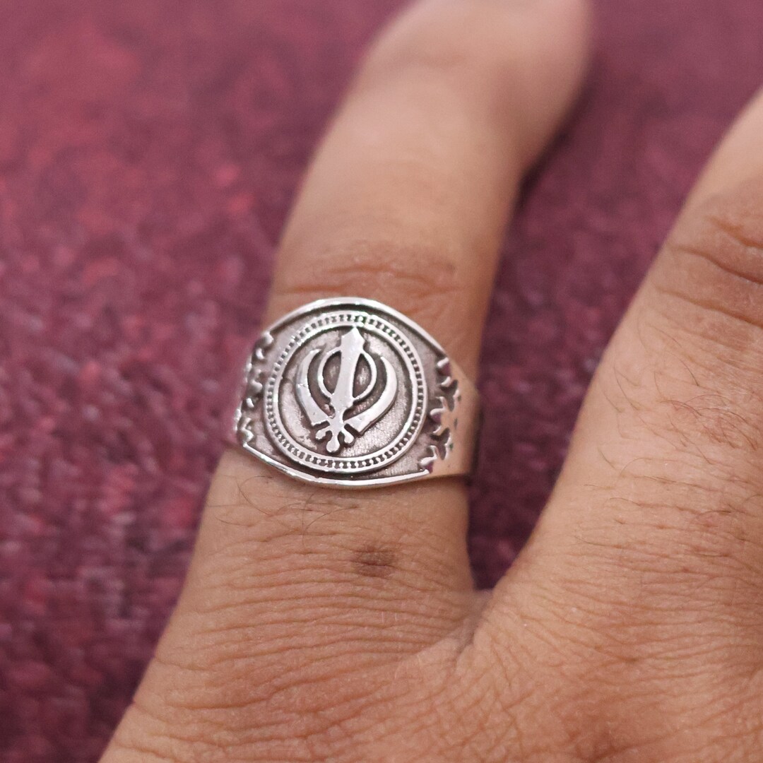 Sterling Silver Sikh Khanda Ring, Sikh Khalsa Ring, Handmade Silver ...