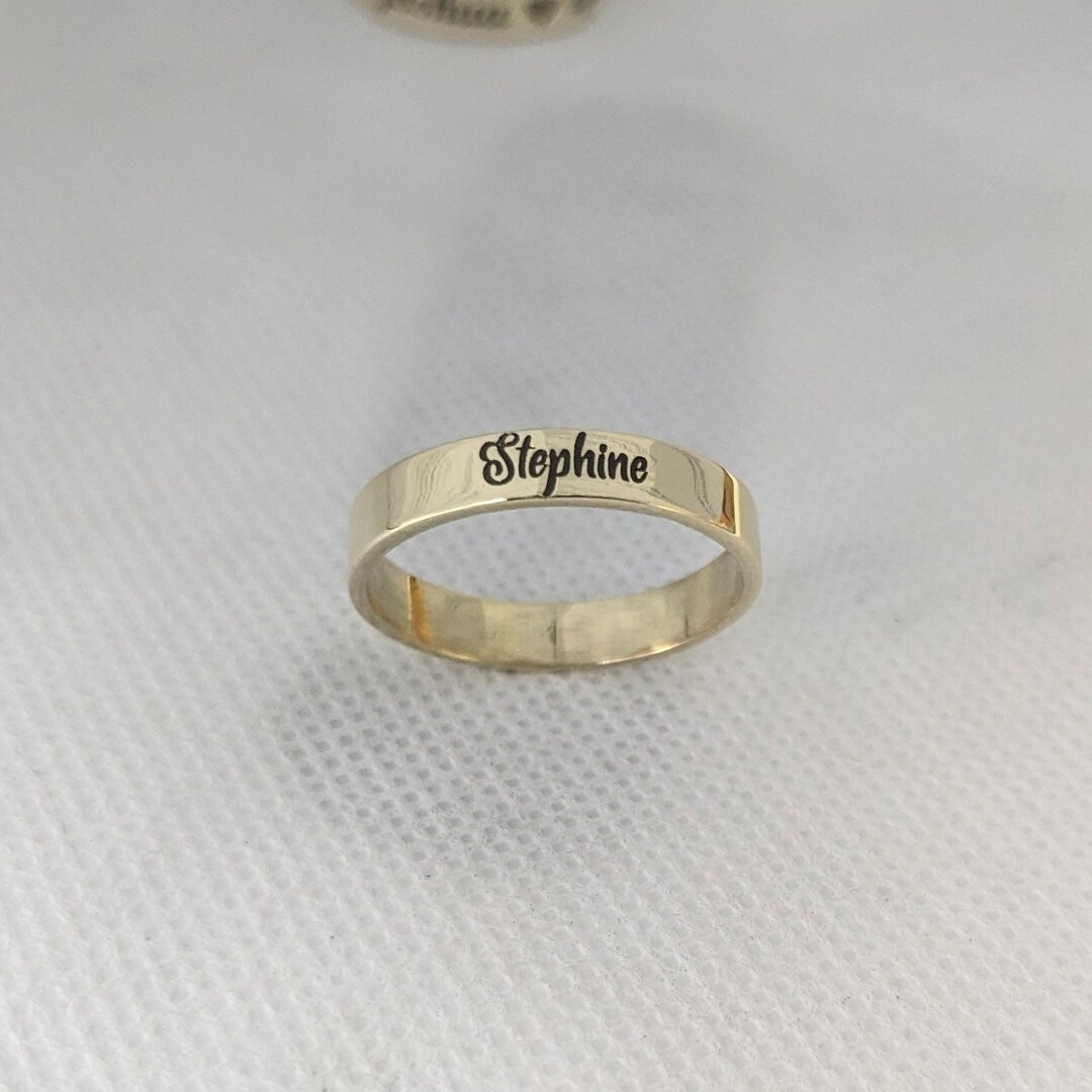 Custom Name Ring, Personalized Silver Ring, Stacking Ring, Engraved ...