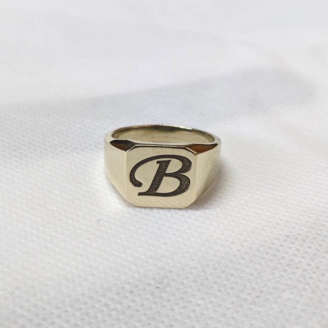 Initial Signet Ring, Personalized Silver Ring, Initial Ring, Engraved ...