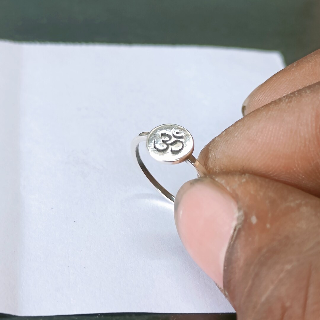 Sterling Silver Om Ring, Spiritual Yoga Aum Symbol - Etsy
