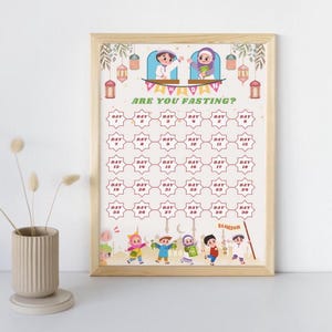 Kids Ramadan Fasting Tracker Printable Poster for Kids Islamic Digital ...