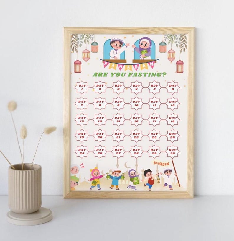 Kids Ramadan Fasting Tracker Printable Poster for Kids Islamic Digital ...