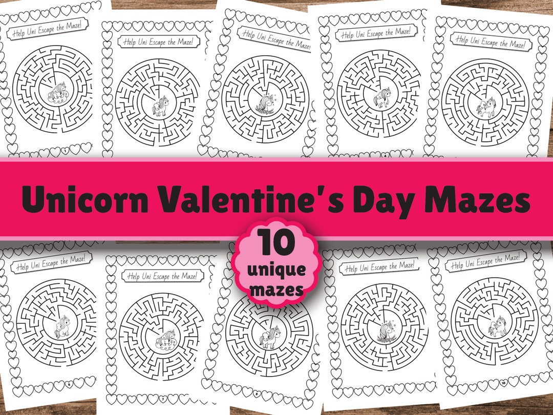 Laberintos Imprimibles para Niños Laberintos de San Valentín - Etsy México