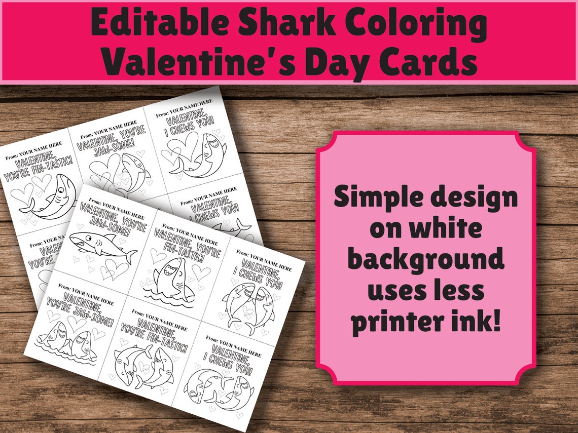 EDITABLE Printable Black and White Kids Valentine's Day Cards for ...