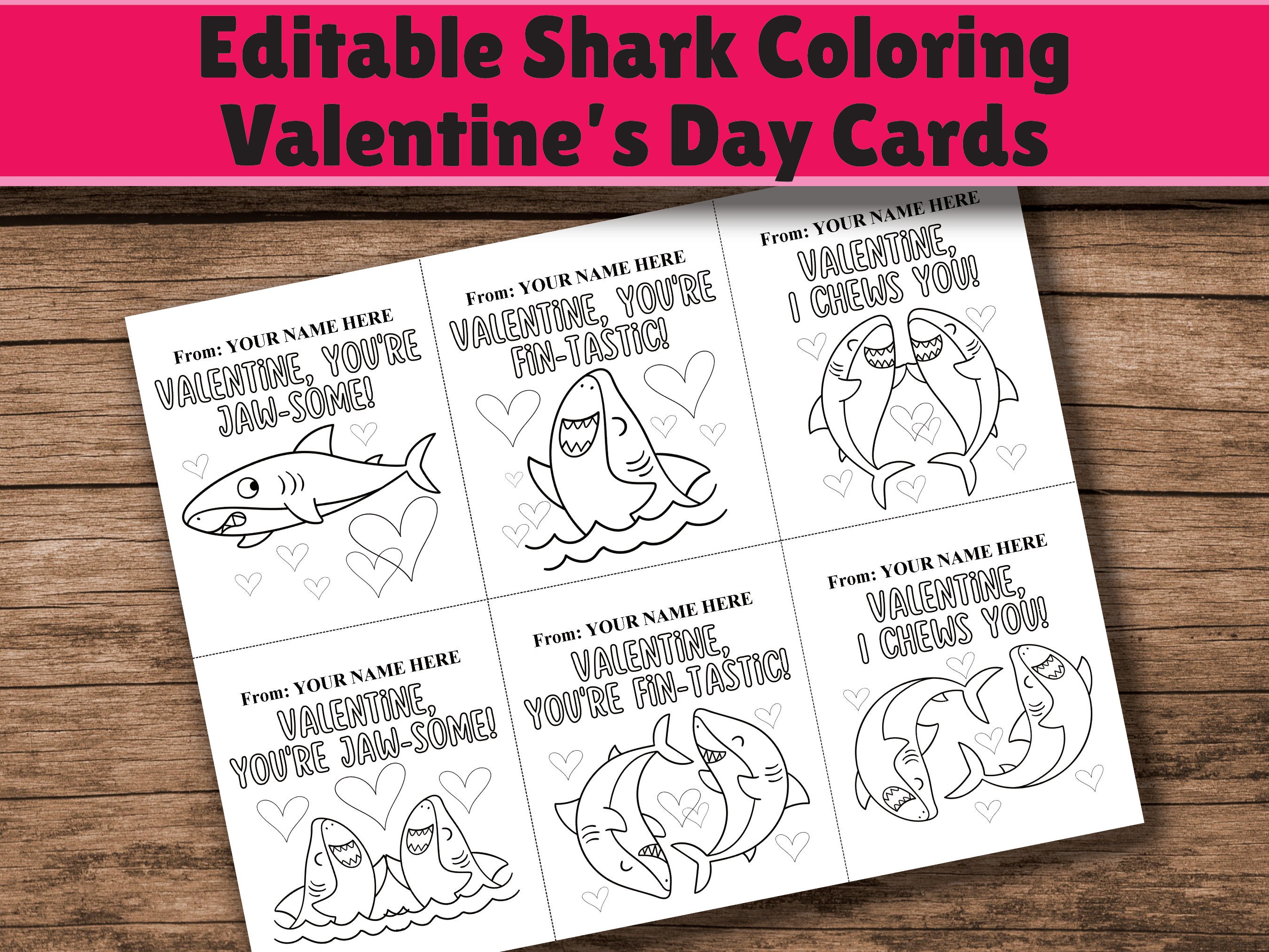 EDITABLE Printable Black and White Kids Valentine's Day Cards for ...