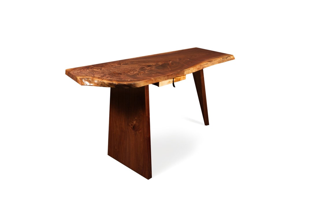 Modern Writing Desk, Live Edge Writing Desk, Handcrafted, Solid Black ...