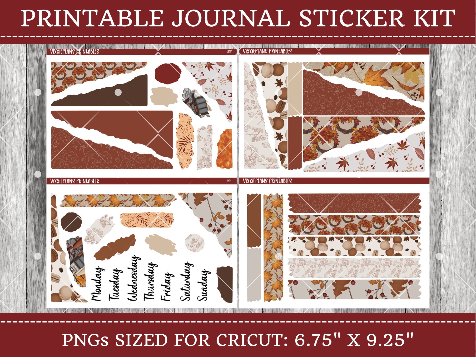 Printable Journal Stickers, Autumn Junk Journal Sticker Sheets, Bullet ...