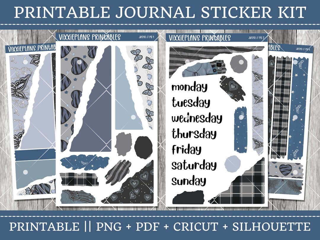 Printable Journal Stickers, Junk Journal Sticker Sheets, Bullet Journal ...
