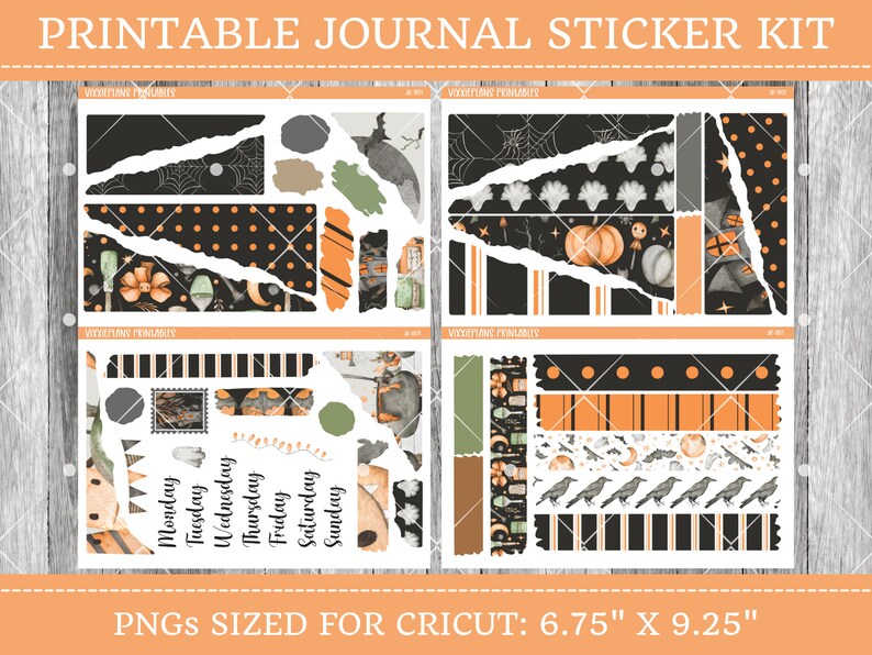 Spooky Halloween Printable Journal Stickers Watercolor - Etsy