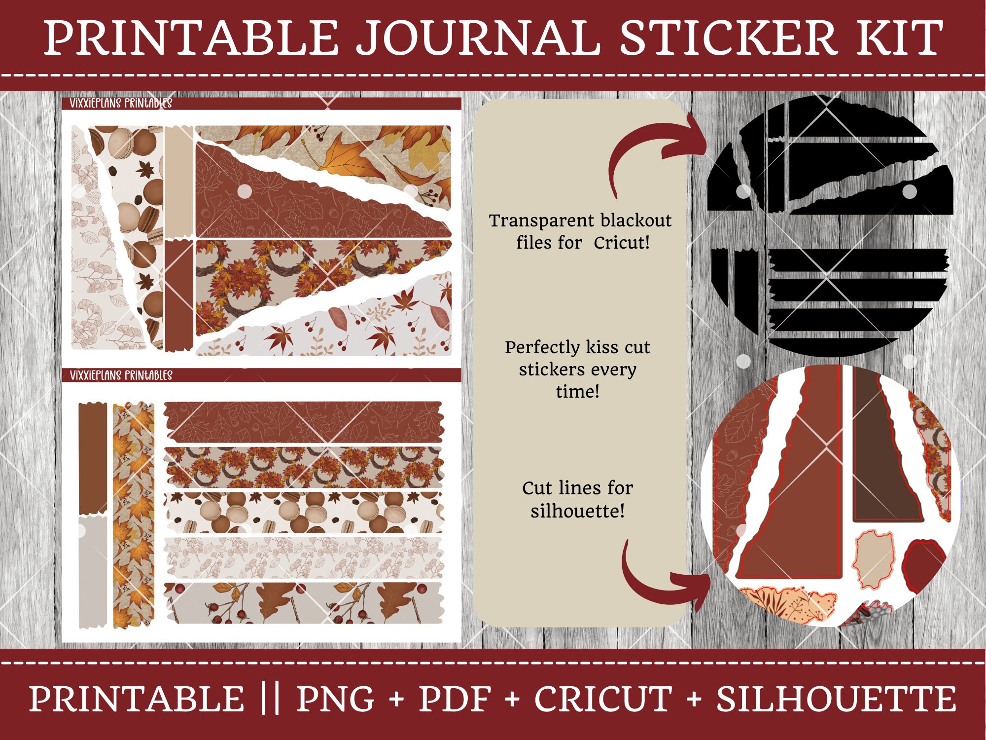 Printable Journal Stickers, Autumn Junk Journal Sticker Sheets, Bullet ...