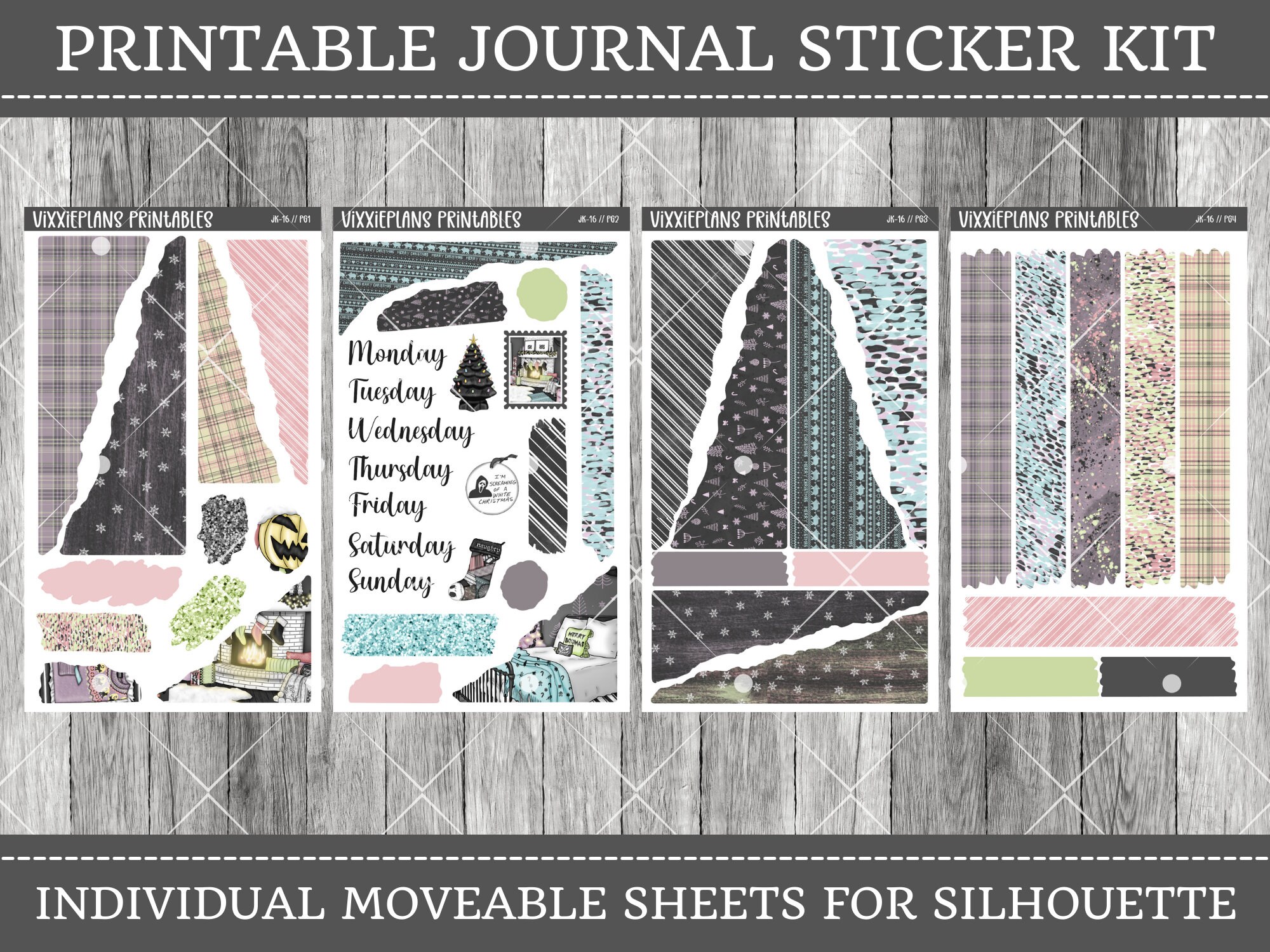 Printable Journal Stickers, Junk Journal Sticker Sheets, Bullet Journal ...
