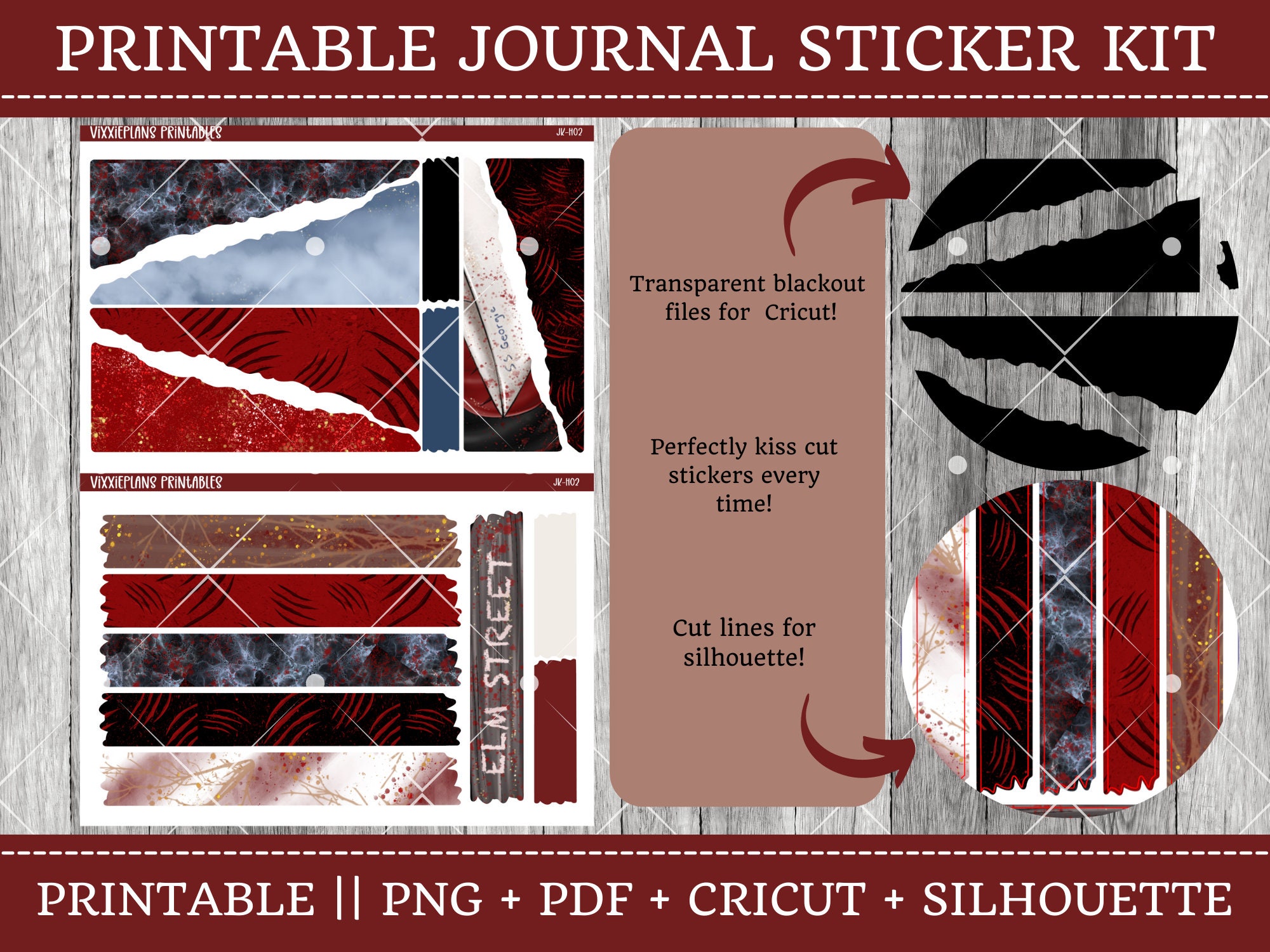 Creepy Halloween Printable Sticker Set | Horror Characters, Blood ...
