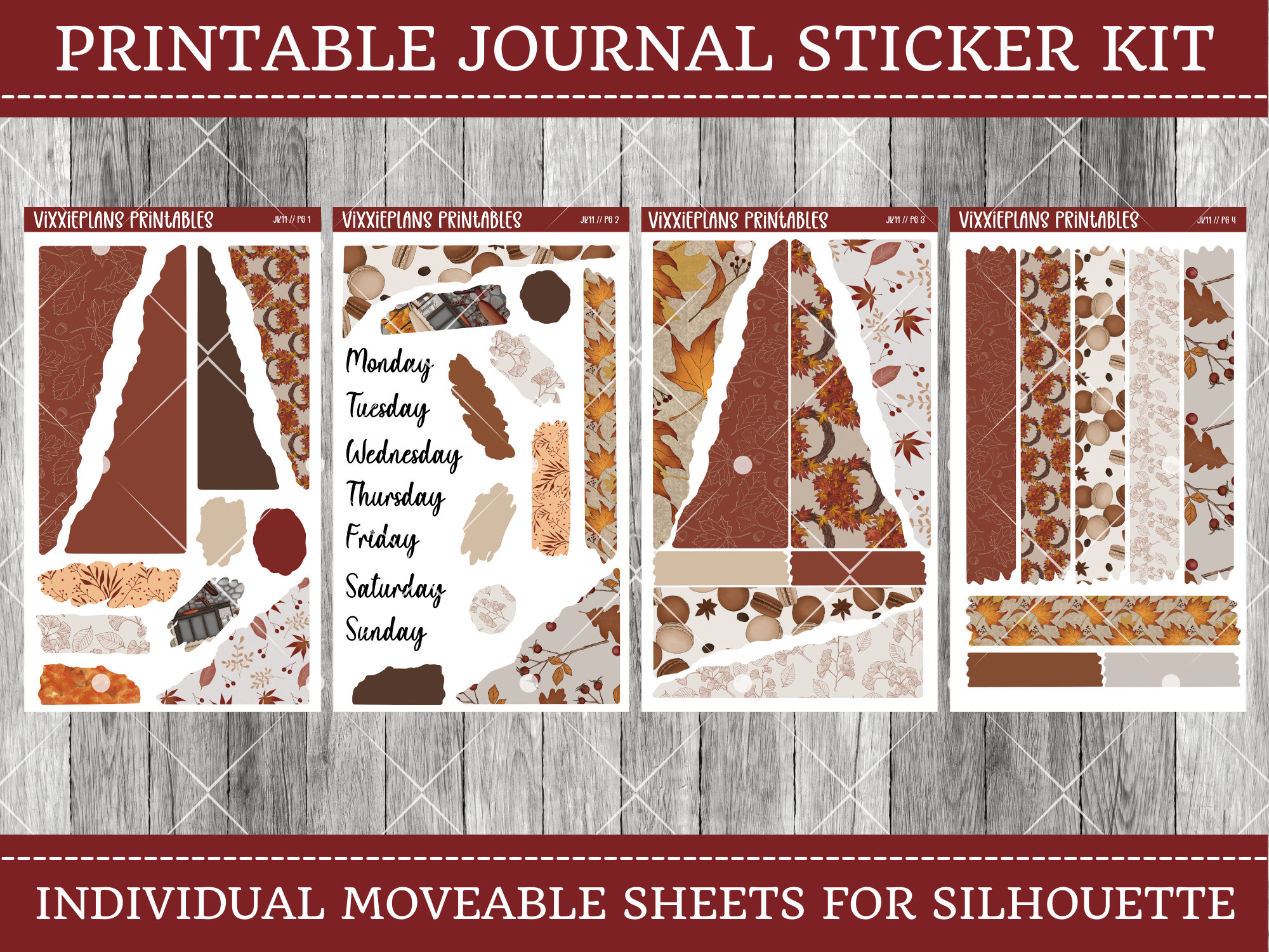 Printable Journal Stickers, Autumn Junk Journal Sticker Sheets, Bullet ...
