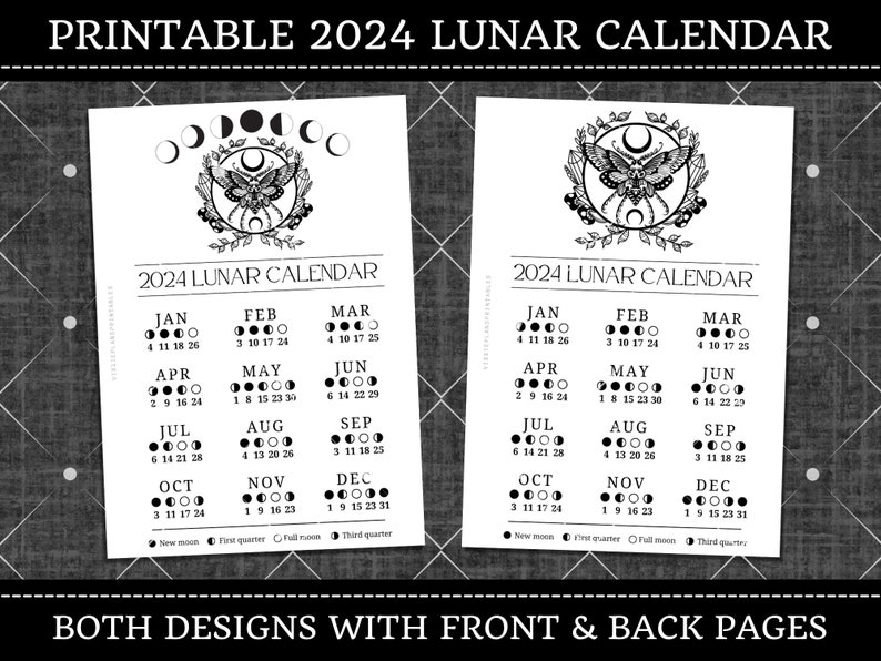 PRINTABLE 2024 Lunar Calendar Dashboard and Dividers A5 & A5 Wide Sizes ...