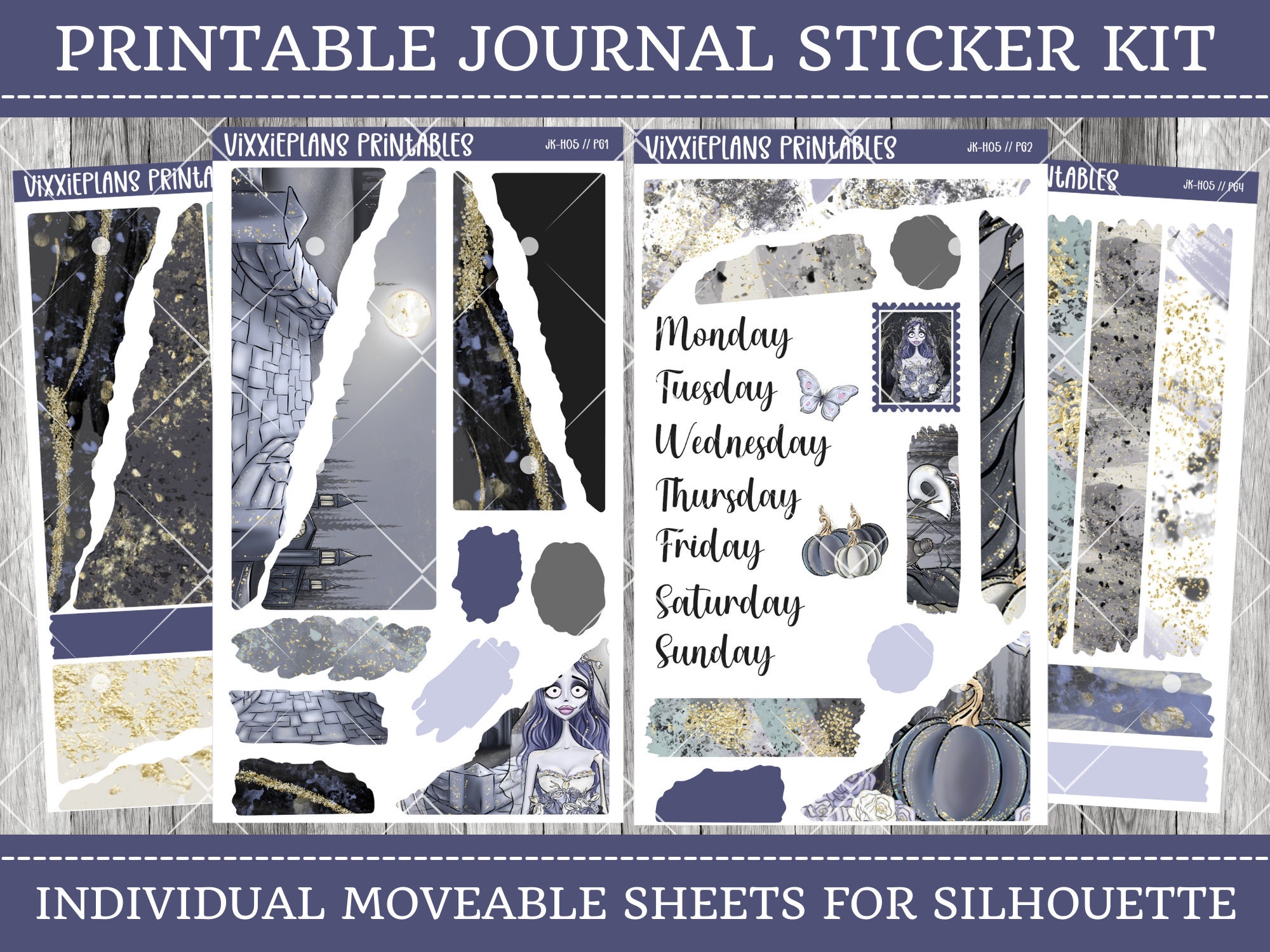 Corpse Bride-inspired Printable Planner Stickers Daily Planning, Bullet ...