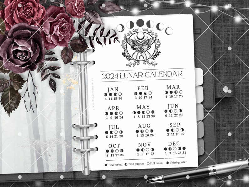 PRINTABLE 2024 Lunar Calendar Dashboard and Dividers A5 & A5 Wide Sizes ...
