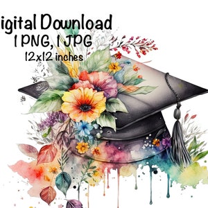 Graduation Cap Watercolor College High School Graduation Clipart ...