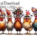 Funny Chicken PNG, Cute Chicken PNG Sublimation, Five Crazy Chickens ...
