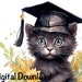 Graduation Black Cat Clipart Grad Student Cat PNG College Graduation ...