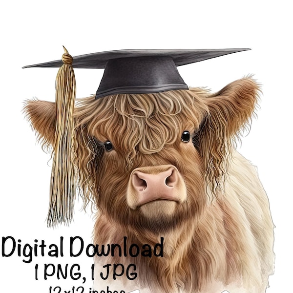 Graduation Highland Cow - Etsy