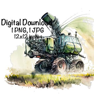 Farm Sprayer Tractor Watercolor Farm Tractor Boys Clipart Wall Art ...