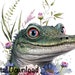 Cute Alligator Clipart Alligator & Spring Flowers PNG Commercial Use ...