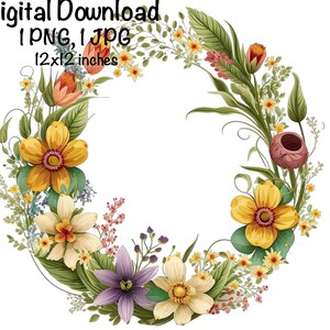 Beautiful Spring Wreath Watercolor Clipart Spring Flowers Wreath PNG ...