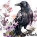 Cute Crow Flowers Watercolor Clipart Crow Spring Bird Flowers PNG ...