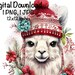 Christmas Llama Watercolor Clipart Winter Llama Christmas Flowers ...