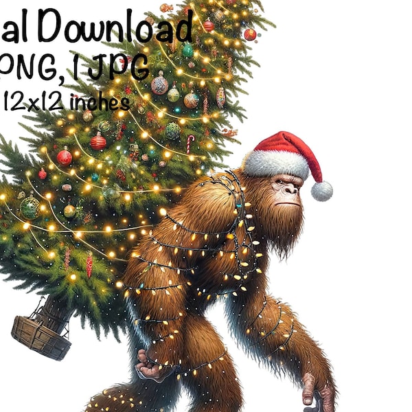 Santa Bigfoot PNG, Bigfoot Sublimation, Christmas Sublimation ...