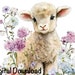 Cute Baby Lamb Watercolor Clipart Lamb Spring Daisy Flowers PNG ...