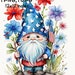 Patriotic Cute Gnome Watercolor Flag Garden Gnome Clipart American ...