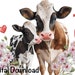 Dairy Cow & Calf Watercolor Clipart Farm Milk Cattle Flowers Mother ...