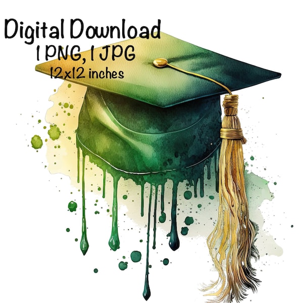 Green Graduation Cap Clipart - Etsy