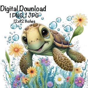 Sea Turtle Cute Sea Turtle Clipart Ocean Animals Sea Turtle - Etsy