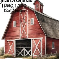 Watercolor Rustic Farm Barns Clipart PNG Sublimation Bundle Watercolour ...