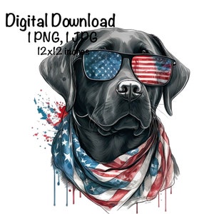 American Dog Patriotic Dog PNG, Labrador Dog US Flag Sublimation PNG ...