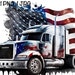 Semi Truck Watercolor Flat Bed US Flag Trucks Boys Clipart American ...