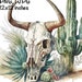 Cowboy Western Cow Skull Watercolor, Country Cowboy Clipart PNG ...