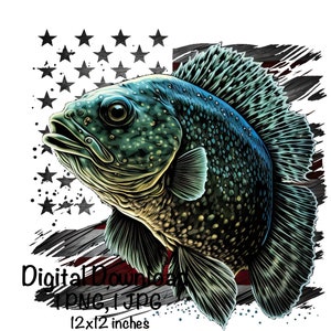 Crappie Fish USA Flag Watercolor American Fishing Clipart American Fish ...