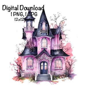 Pink Haunted House PNG, Pink Halloween Sublimation, Halloween Horror ...