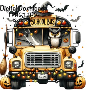 Halloween School Bus PNG Spooky School Bus Driver Vehicle Bus Clipart ...