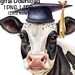 Dairy Cow Watercolor Clipart Milk Cattle Cow Graduation Cap PNG ...