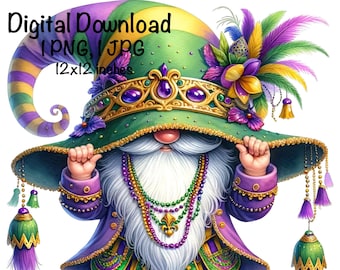 Mardi Gras Gnome PNG, Festival Party Gnome Clipart Commercial Use Mardi ...
