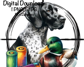 GSP Duck Hunting Sublimation Design German Shorthaired Pointer PNG Duck ...