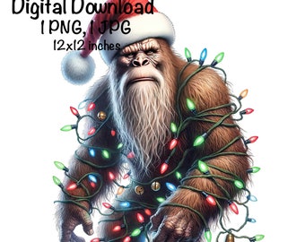 Santa Bigfoot PNG, Bigfoot Sublimation, Christmas Sublimation ...