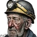 Coal Miner Watercolor, Old Man Coal Miner Clipart Miner Décor Coal ...